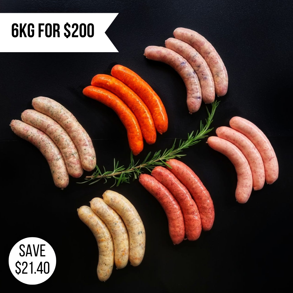 6kg Assorted Beef Sausages – Butcher Box SG